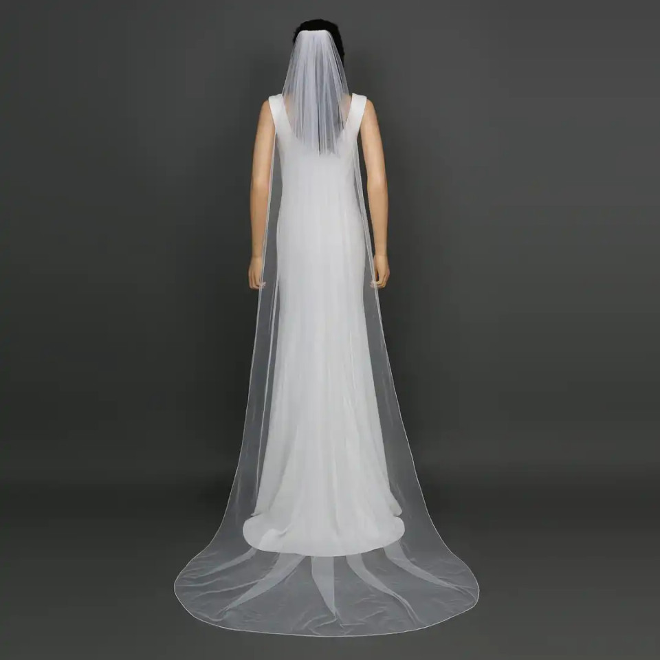 Soft Tulle Chapel Wedding Veil with Pencil Edge V6359CH