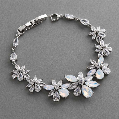 CZ and Opal Crystal Wedding and Formal Bracelet