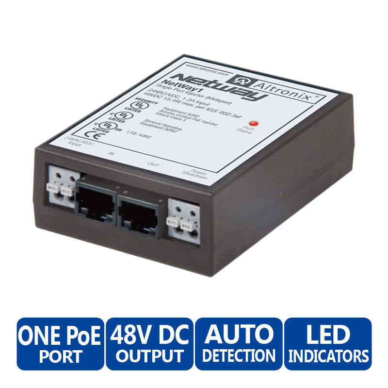 Altronix NETWAY1 Single Port Injector (Midspan)