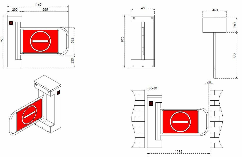 Motorized Bi-directional Swing Gate Turnstile - SWG-25-28-30