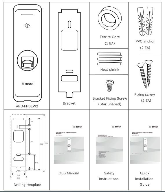 Bosch ARD-FPBEW2-H2 Fingerprint Reader, Multiclass