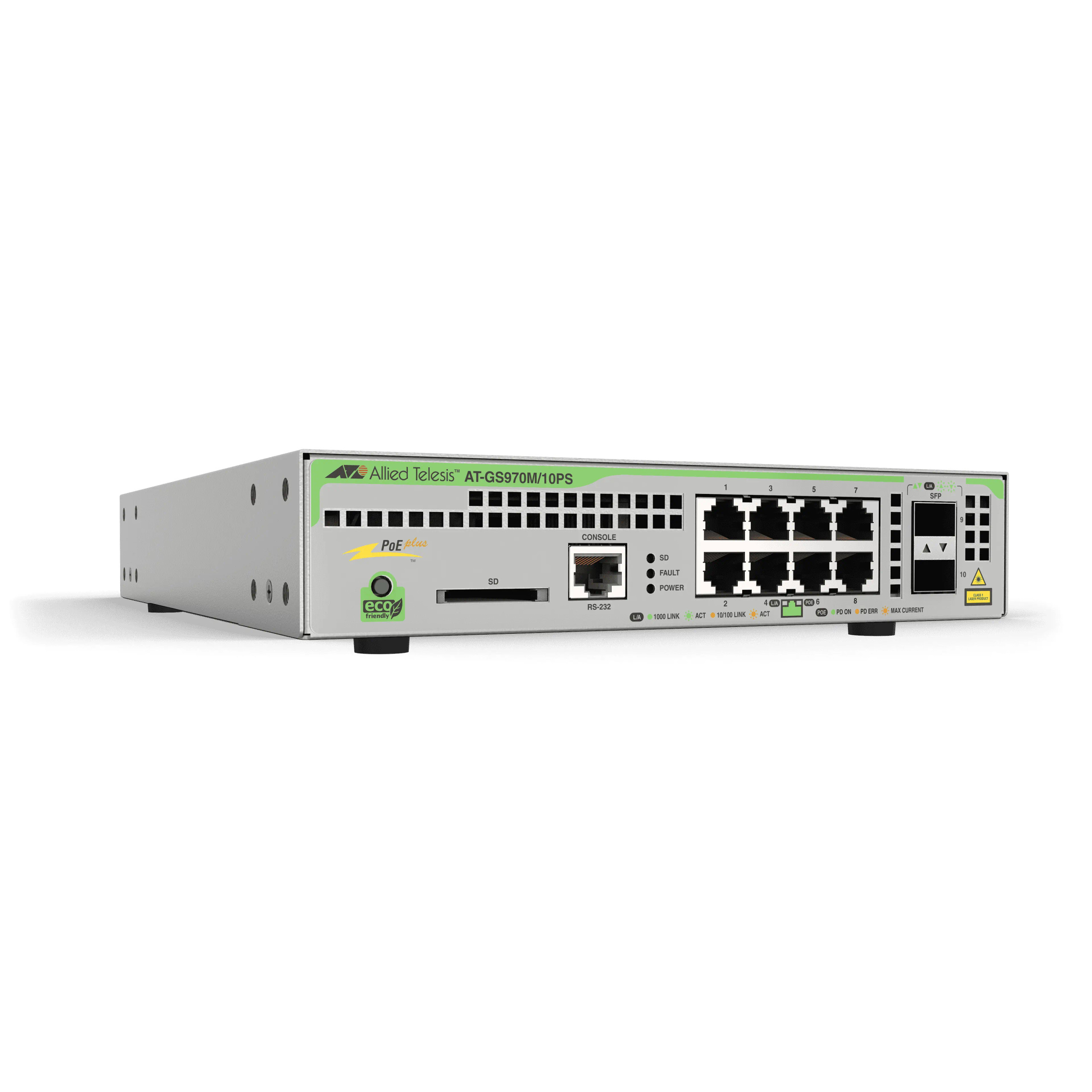 Hanwha Vision 8-Port PoE+ Managed Switch 124W - HV-GS970M/10PS-R-10