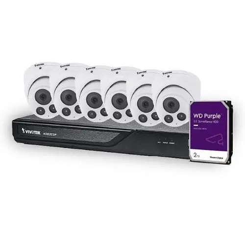 Vivotek V5K6T3B2 8CH 5MP IP Camera Kit with ND9323P NVR, 6x IT9380-HF2 ...