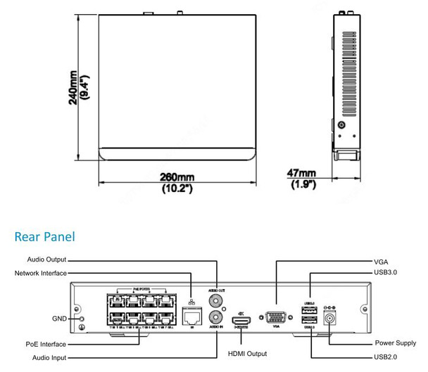 ENS UN-NVR301-08X-P8 8 Channel 4K NVR with 8 PoE Ports