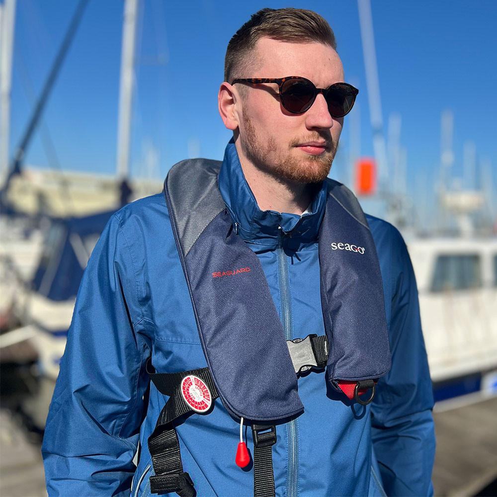 Seago Active 300N Automatic Life Jacket w/ Harness Navy - Pirates Cave ...