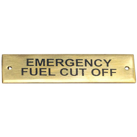 Emergency Fuel Cut Off Label (Brass) - Pirates Cave Chandlery