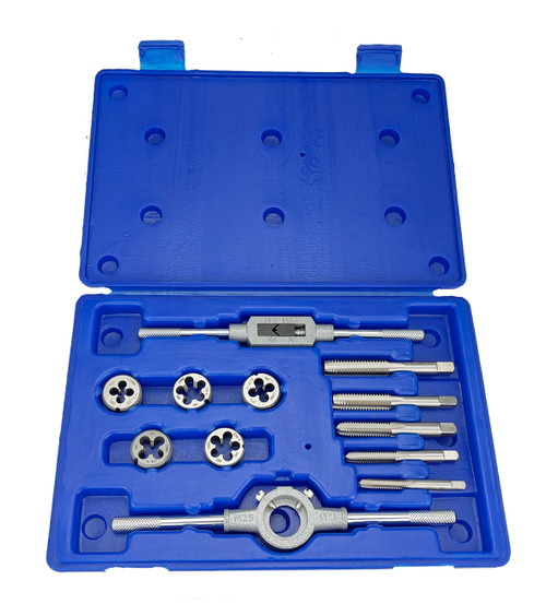 12 Piece NF HSS Round Tap and Die Set (1/4" - 1/2") with 1" OD Round ...