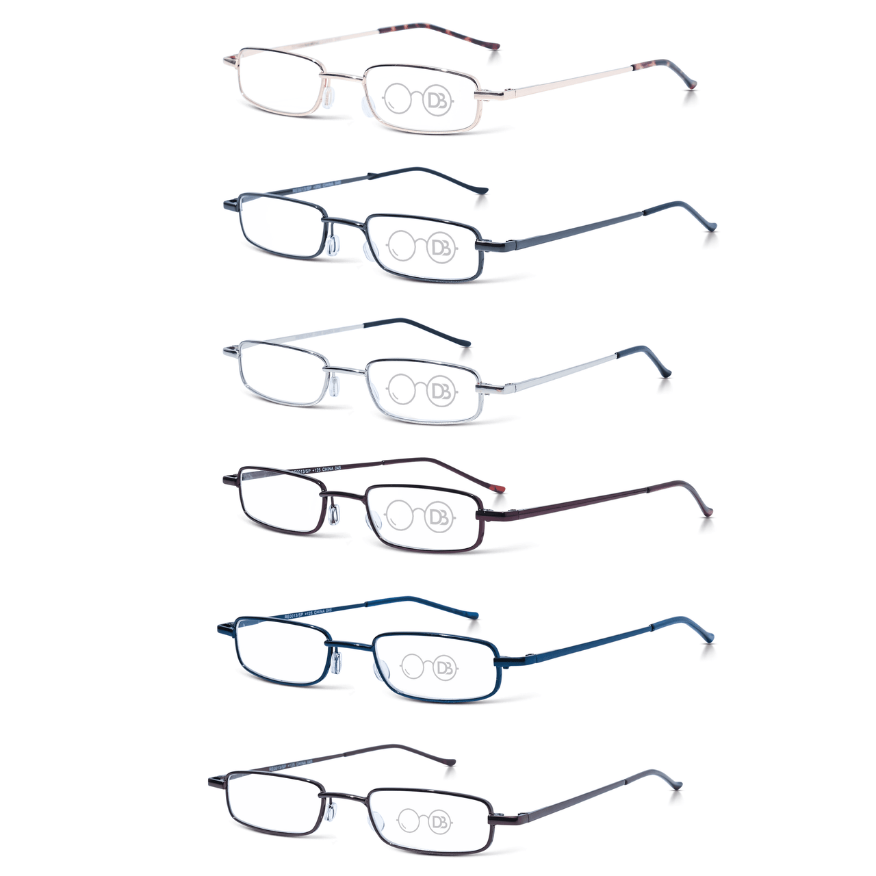 Compact rectangular wire reading glasses