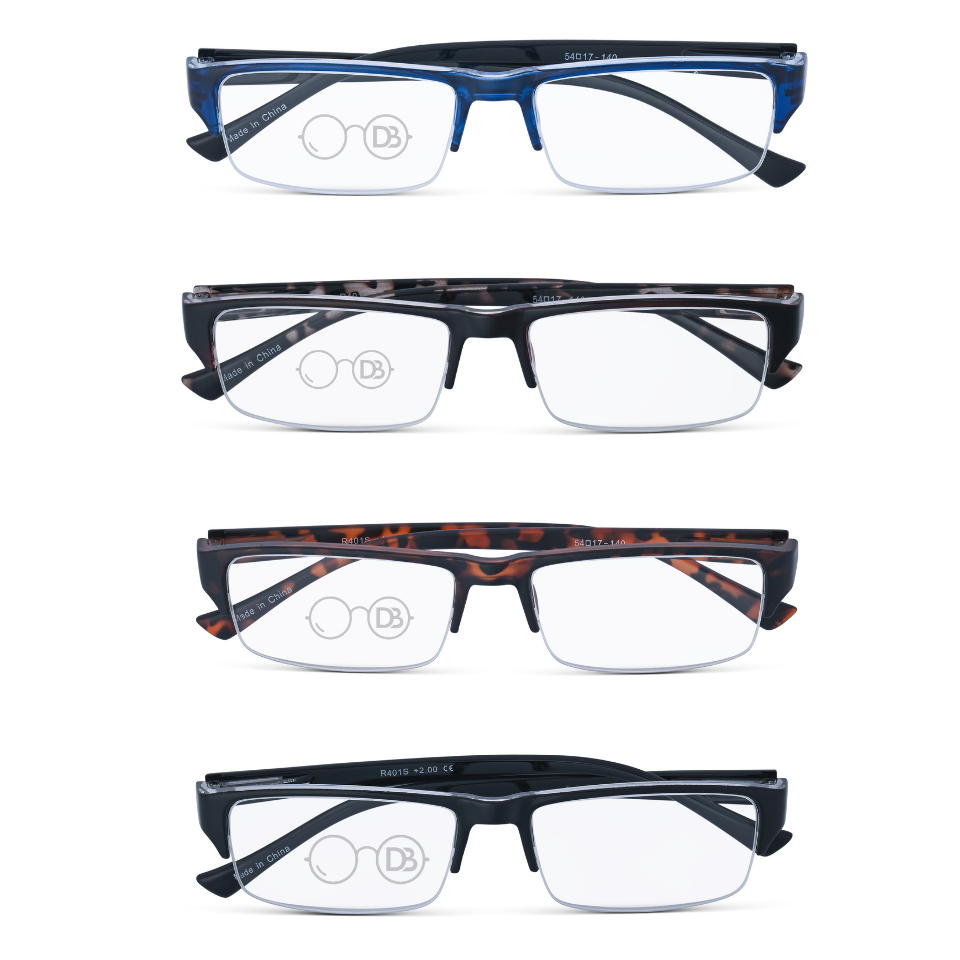 Rimless Rectangle Half Frame Reader - Sage