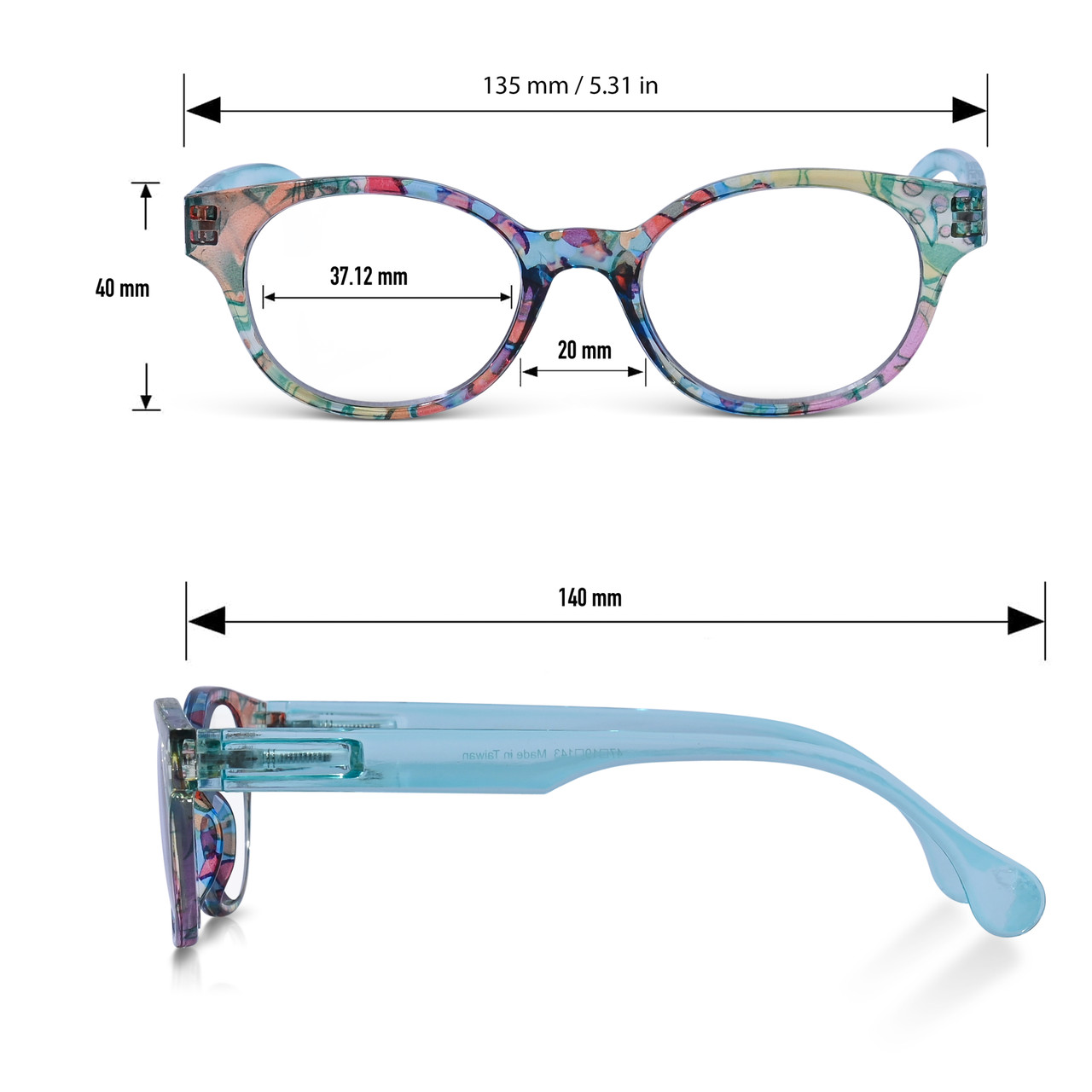 Colorful Round Reading Glasses -Mosaic