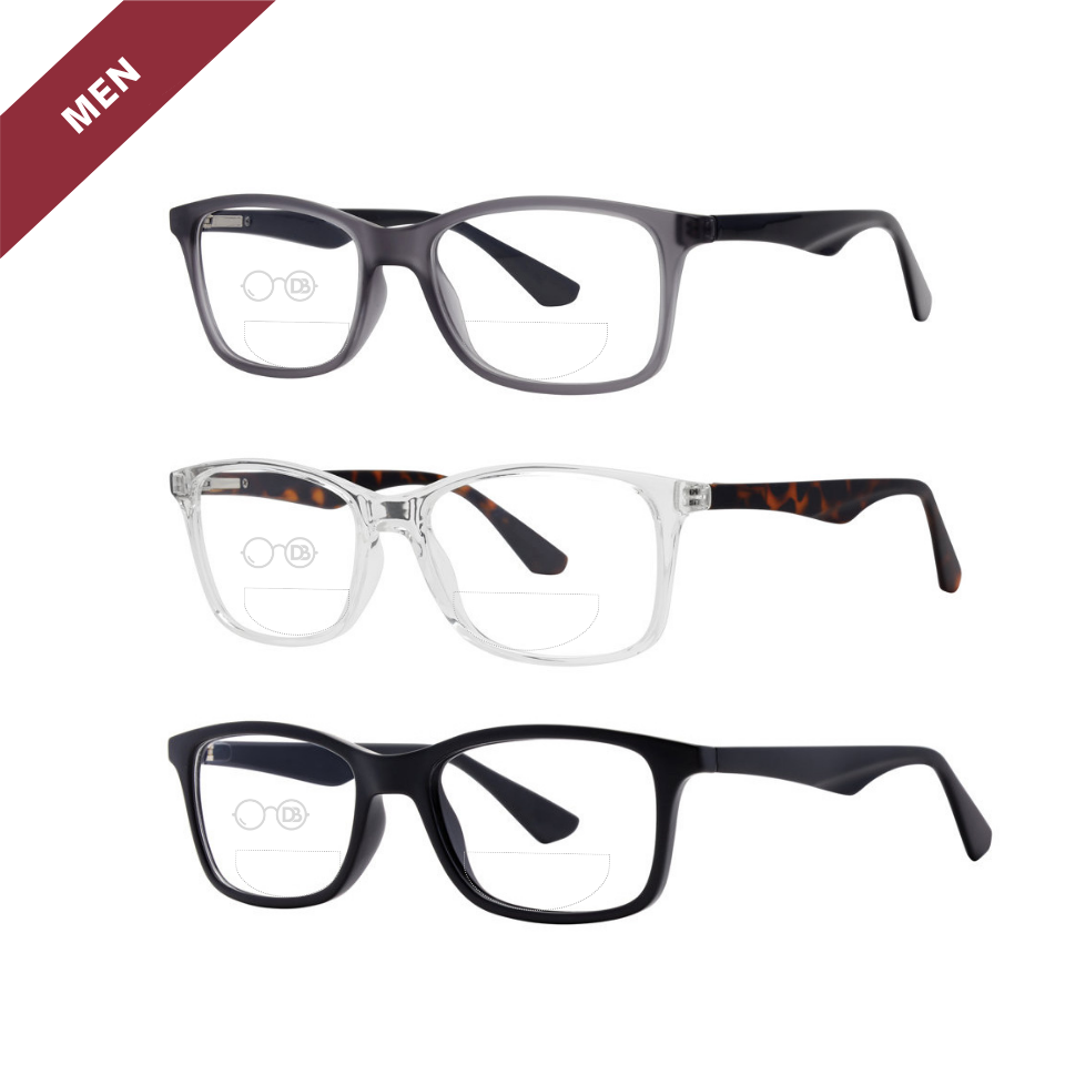 Knowledge - Extra-Wide Rectangle Dual-Strength Bifocal Reading Glasses ...