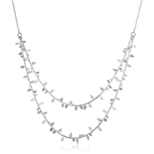 Sterling Silver 18 Inch Leaf Motif Double Chain Necklace Jjs Jewelry