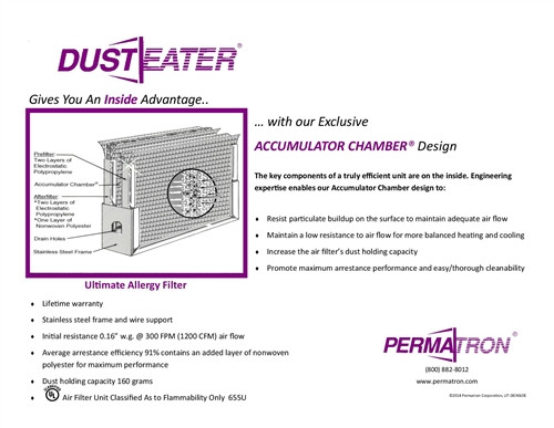 Permatron DE1420-2, 14" x 20" x 2" DustEater Permanent Washable ...