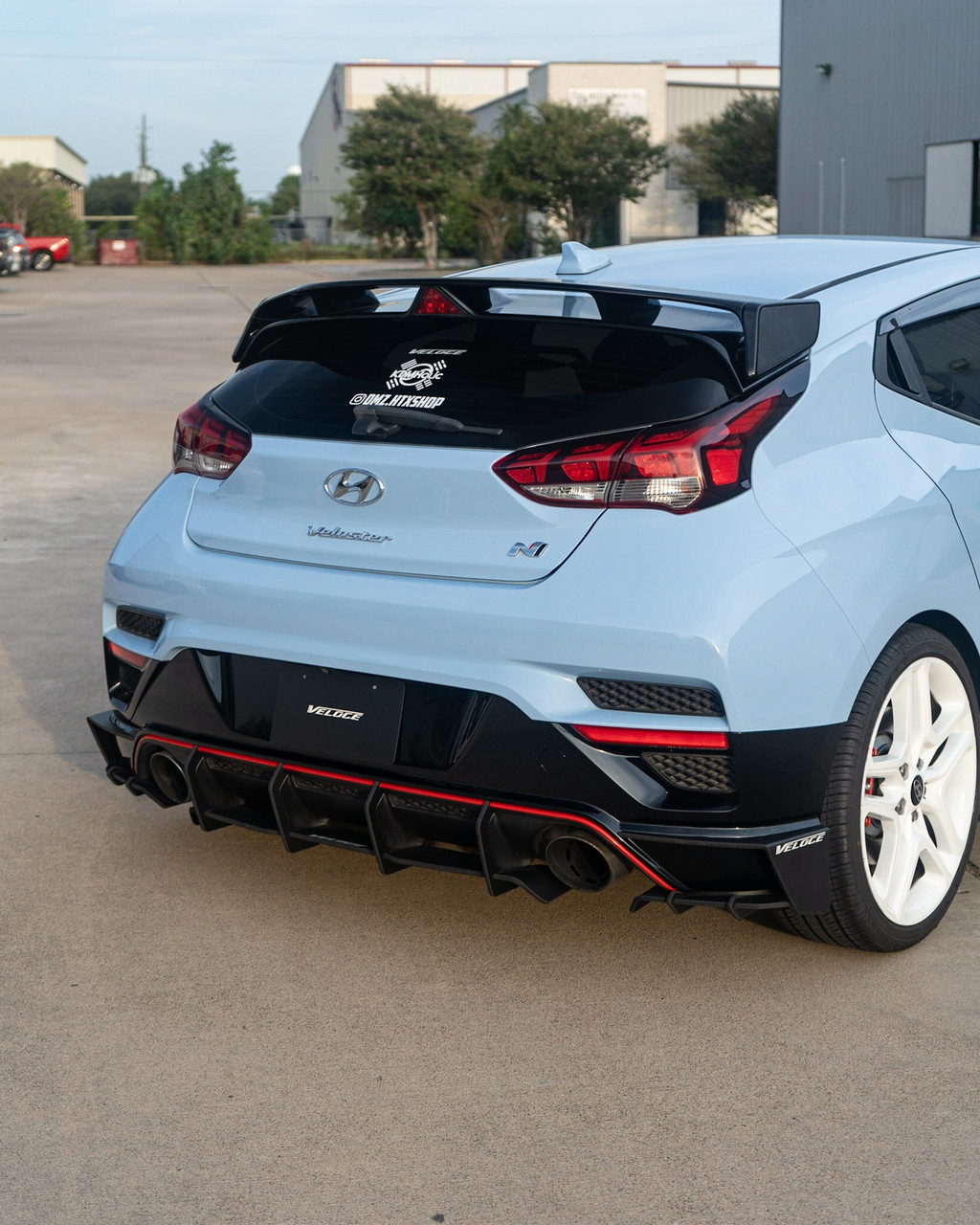 VELOCE Rear Wing Spats + Diffuser with Fins for Hyundai Veloster N 2019 ...