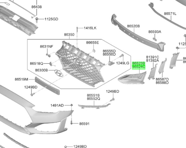 OEM Hyundai Replacement Fog Light Blanking Cover for Veloster N 2019 ...