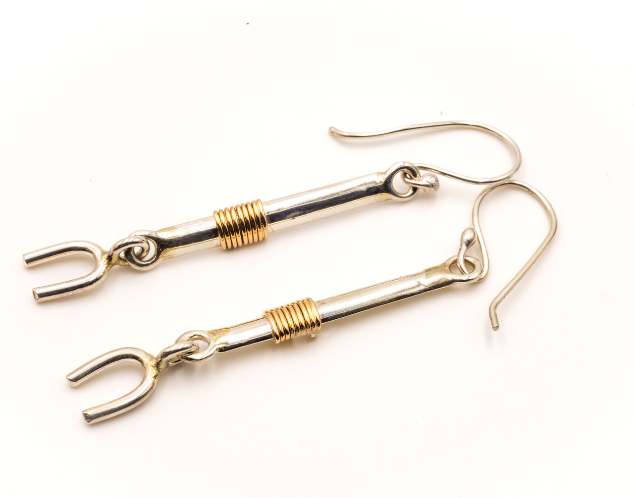 Hook Dangle Earrings, Silver & 14k - Sonya Ltd