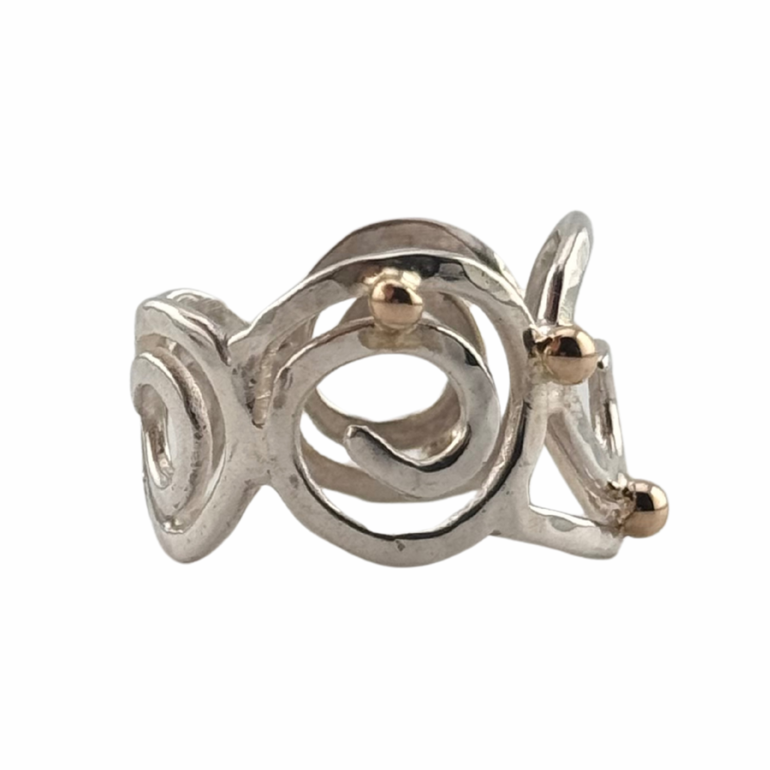 3 Island swirl ring, Silver & 14K. - Sonya Ltd