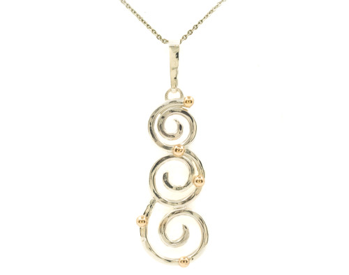 Three Island Swirl Pendant, Silver & 14k - Sonya Ltd