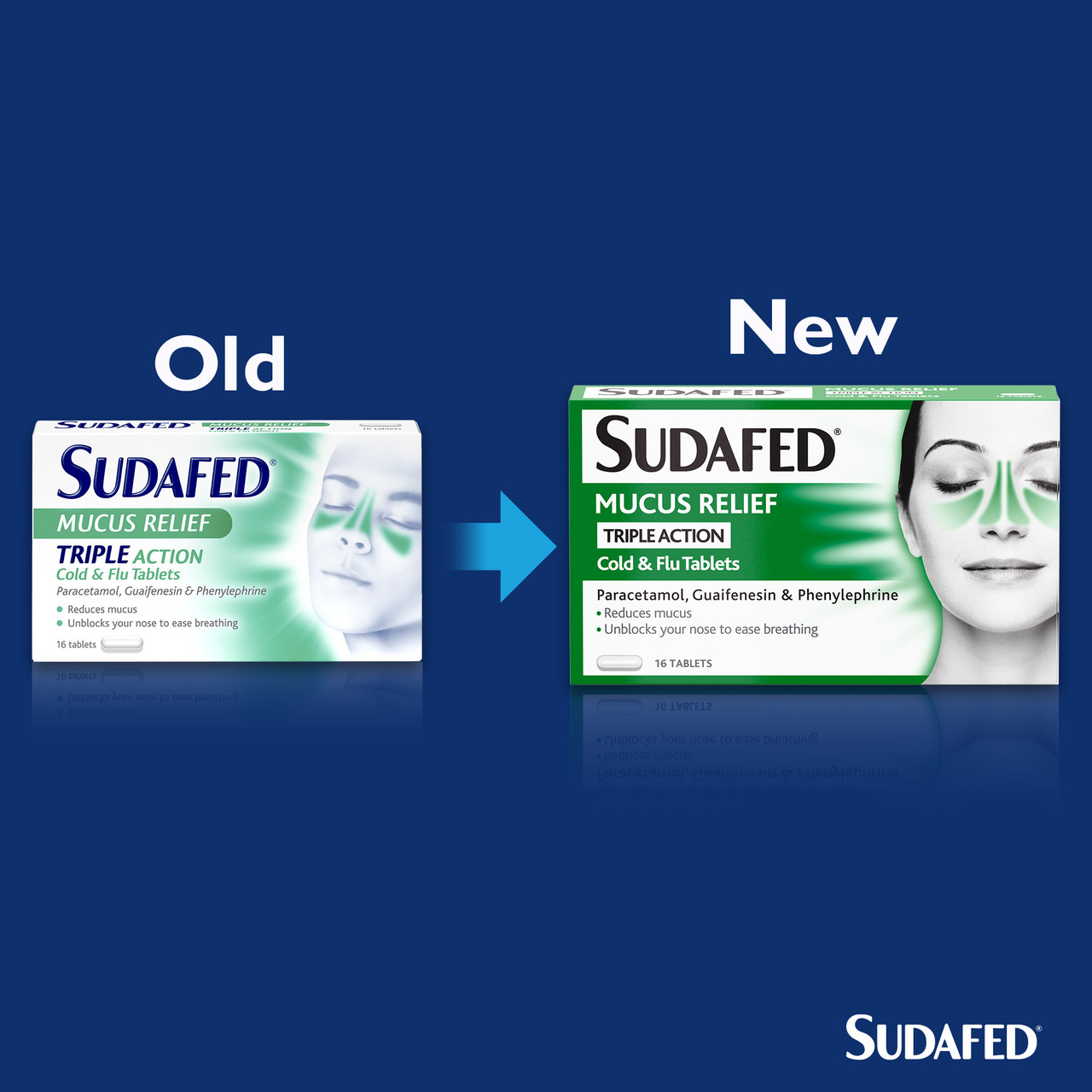 Sudafed Mucus Relief Triple Action Cold & Flu Tablets 16 Tablets