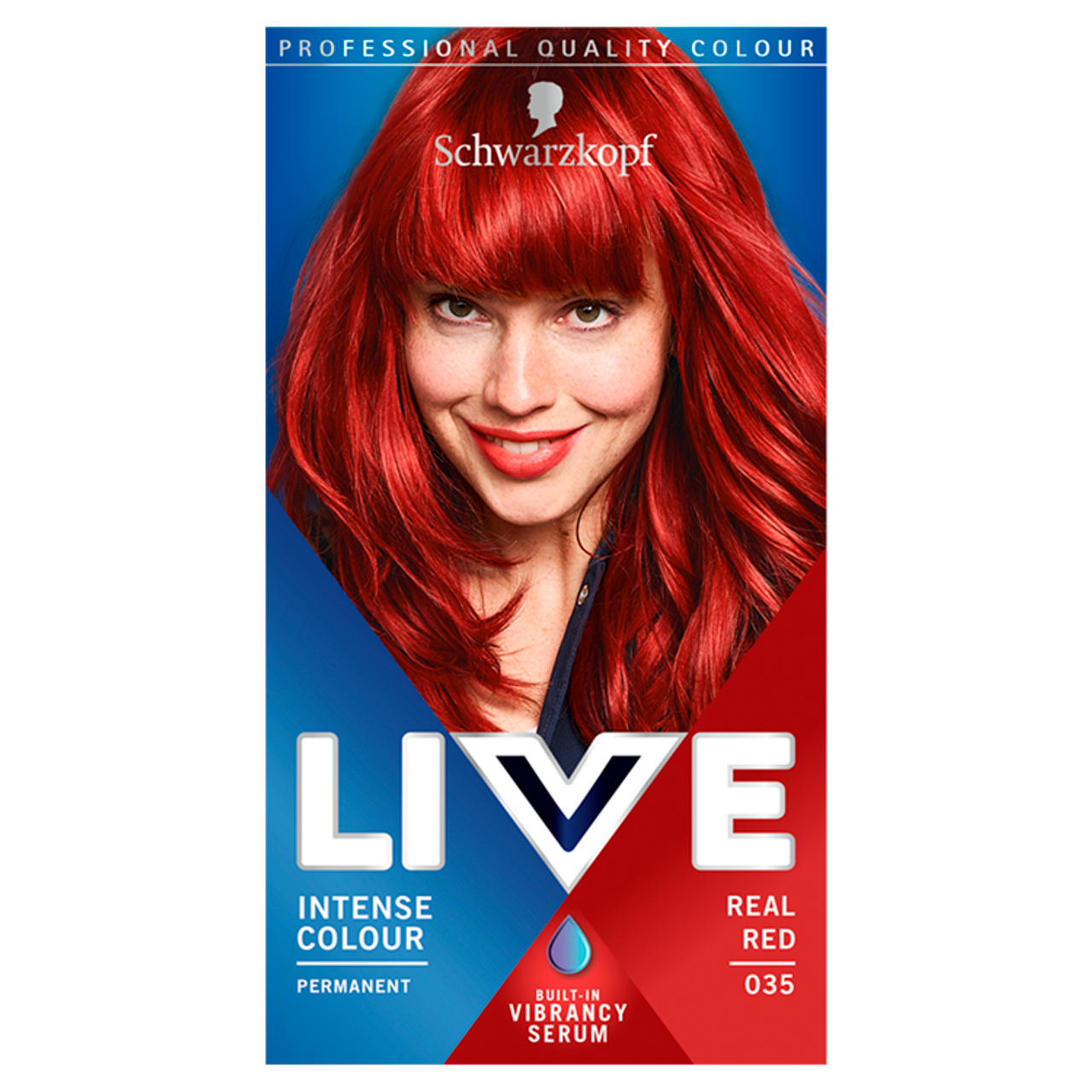 Schwarzkopf Live Intense Colour Red Hair Dye Real Red 035 Permanent