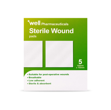 Well Sterile Wound Pad 10x10cm 5 Pack
