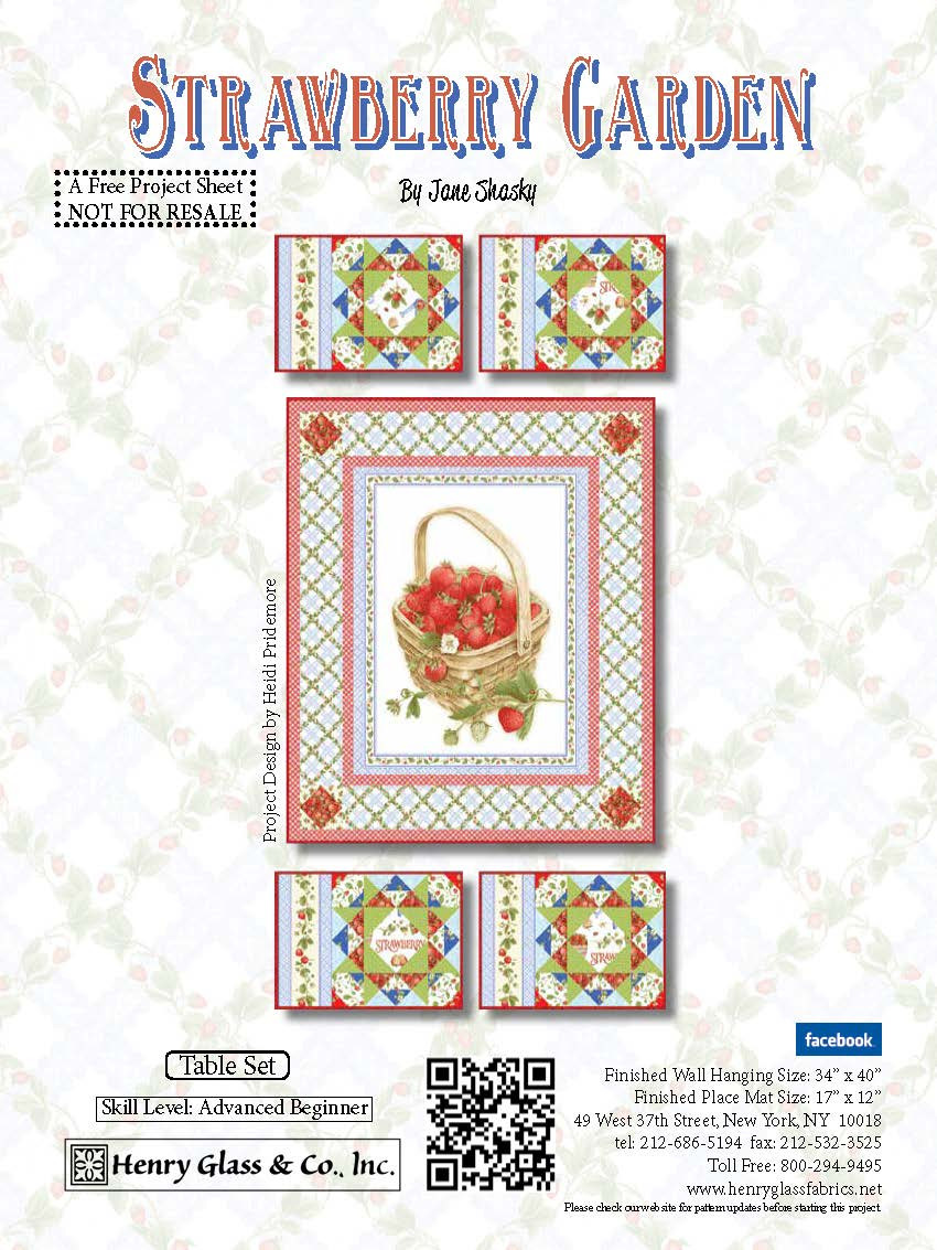 Strawberry Garden Table Set - Henry Glass Fabrics