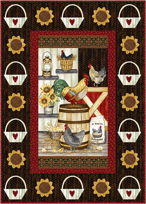 Chicken Shack - Wake Up Call Throw - Henry Glass Fabrics