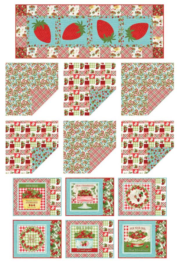 Berry Besties - Strawberry Fields Table Set - Henry Glass Fabrics