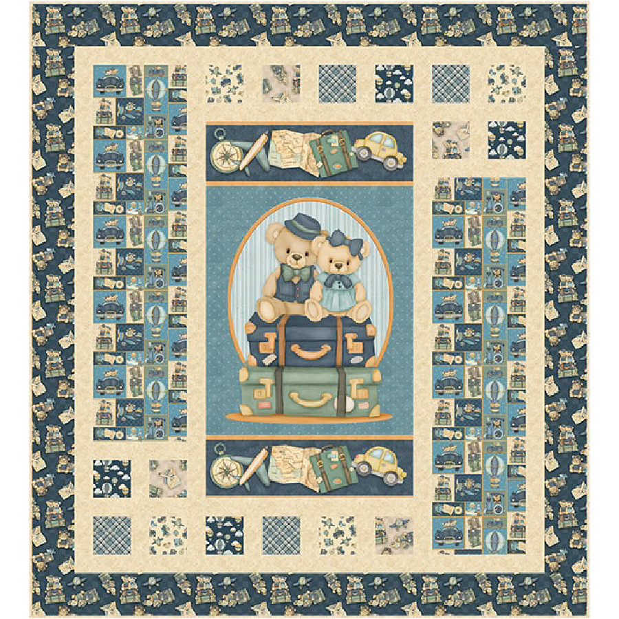 Traveling Teddies - Triptych Quilt - Henry Glass Fabrics