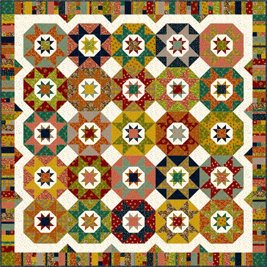Flower Pot Prints - Potted Stars - Henry Glass Fabrics