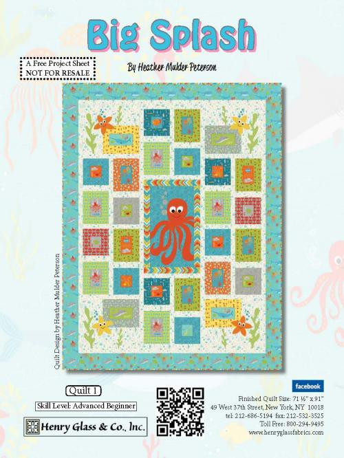 Big Splash Quilt #1 - Applique Instructions , Projects, Henry Glass ...