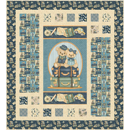 Traveling Teddies - Triptych Quilt - Henry Glass Fabrics