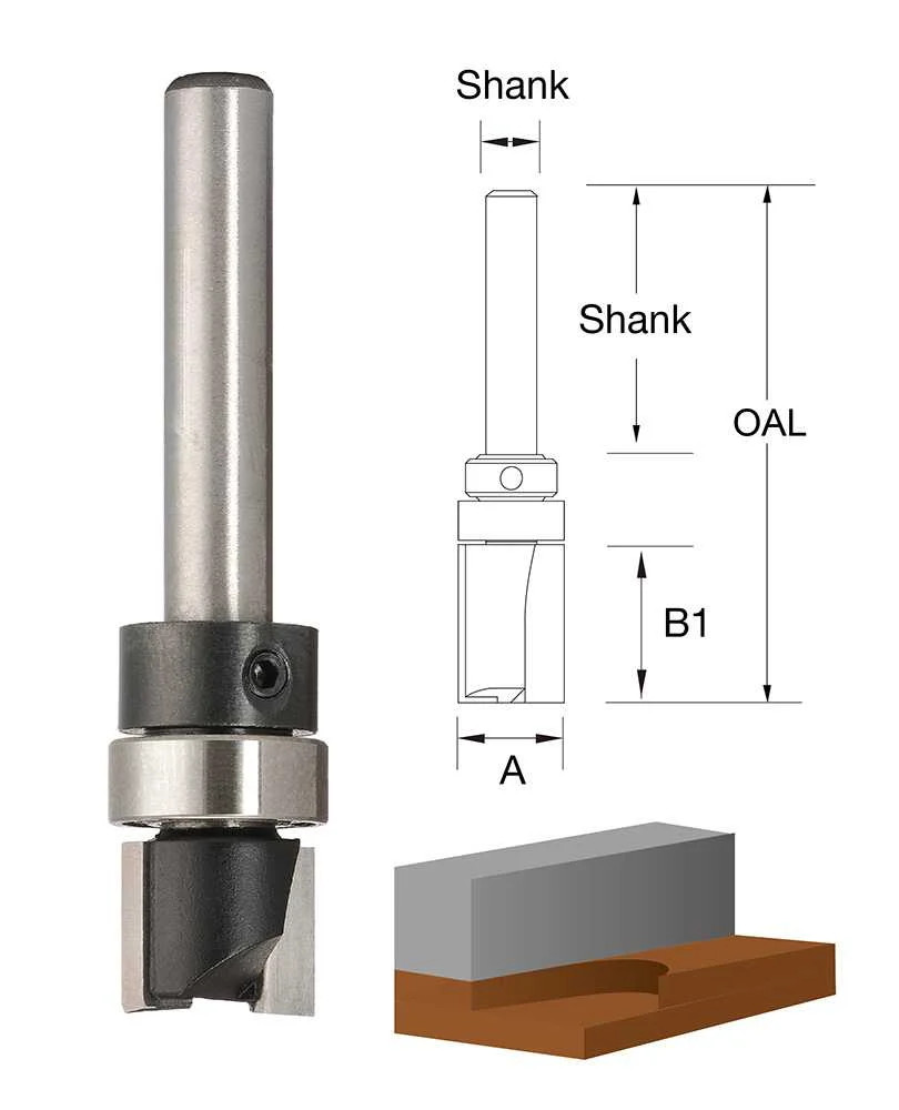 Inverted Flush Trim Router Bits - 1/4inch Shank
