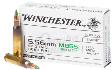 Winchester 5.56x45mm NATO WM855K M855 Green Tip Full Metal Jacket FMJ ...