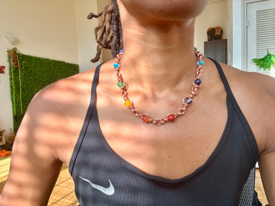 Handcrafted Chakras Copper Wrapped Necklace – Bold Golden-Brown ...