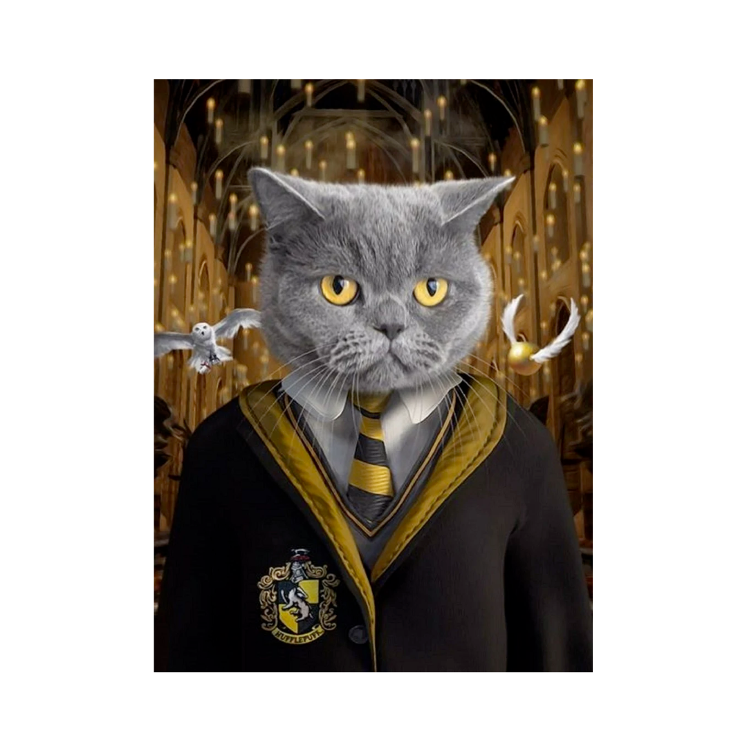 Custom Harry Potter-Inspired Cat Portrait