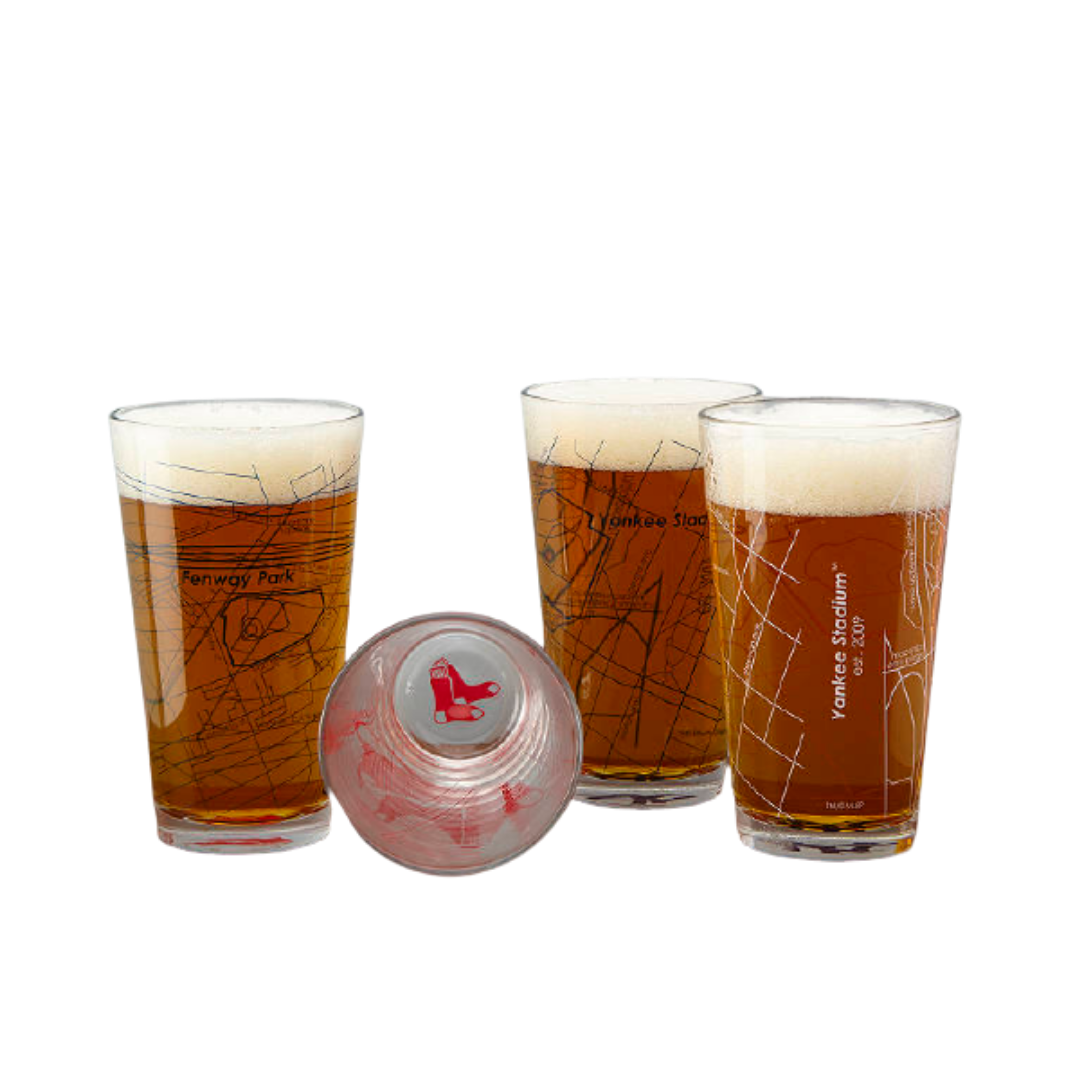 MLB Baseball Park Map Pint Glasses—Each Set of Two Features a Map of an ...