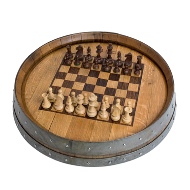 Engraved Wine Barrel Chess Board—Handcrafted Using Recycled Wine Barrel ...