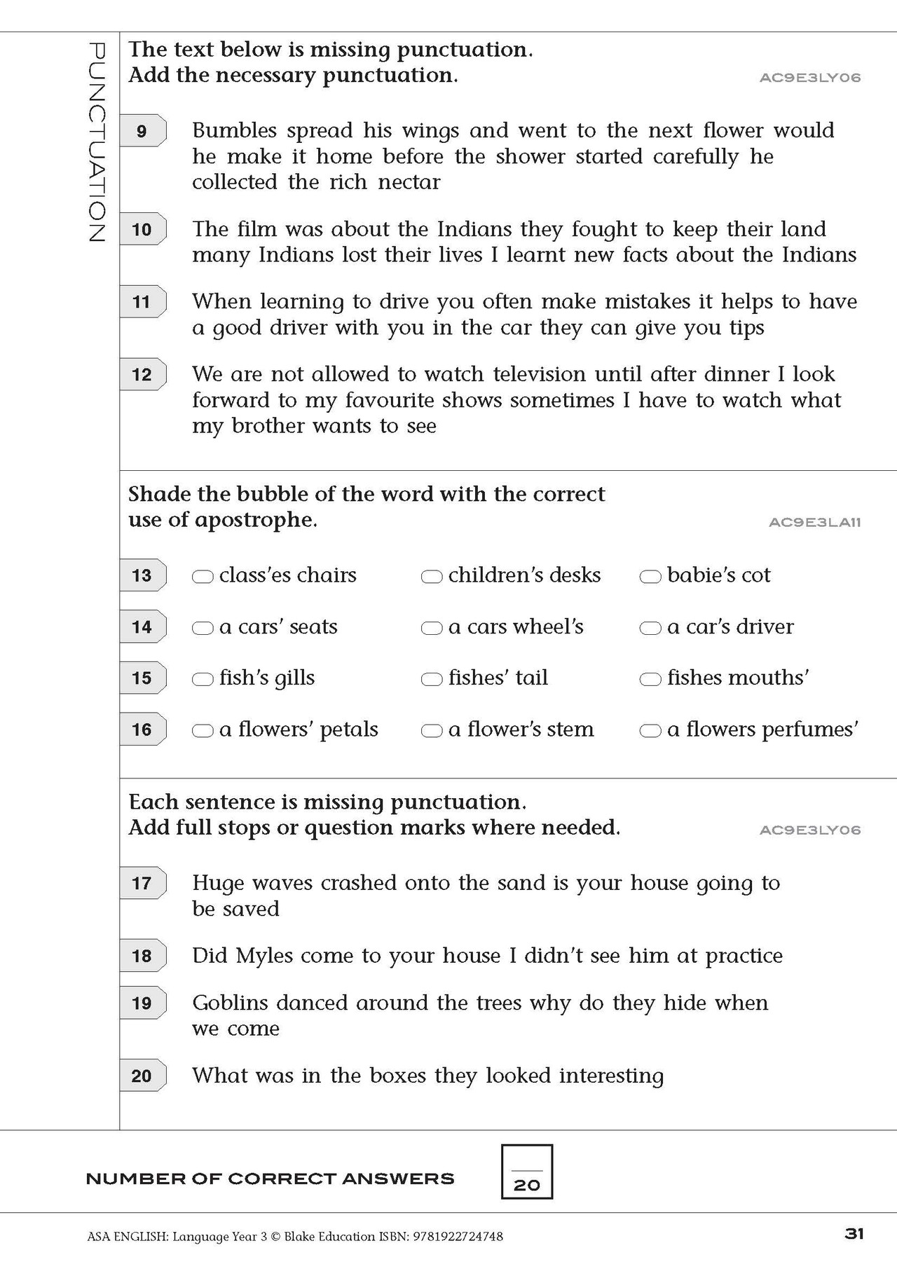 Achievement Standards Assessment: English - Language Year 3