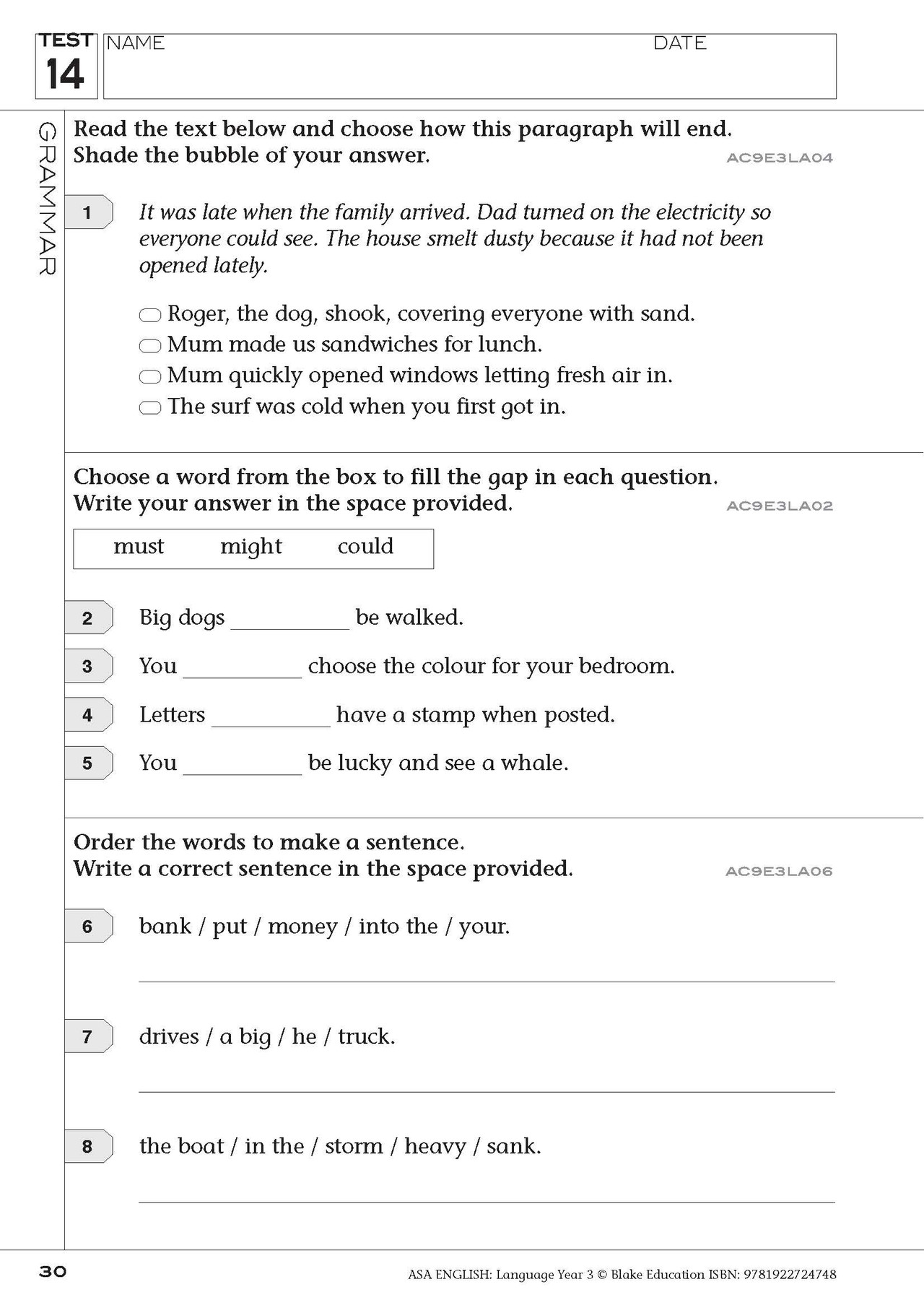Achievement Standards Assessment: English - Language Year 3