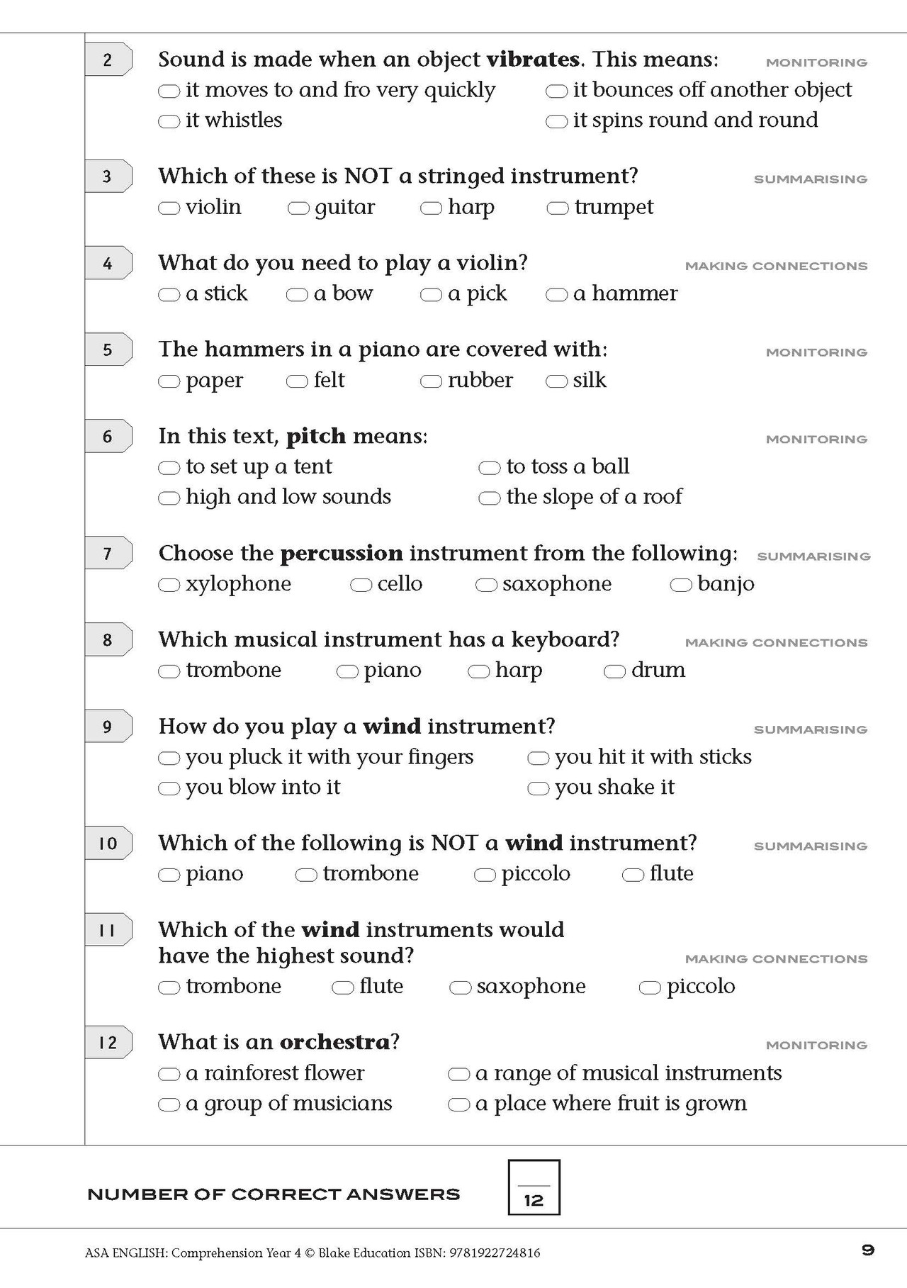 Achievement Standards Assessment: English - Comprehension Year 4