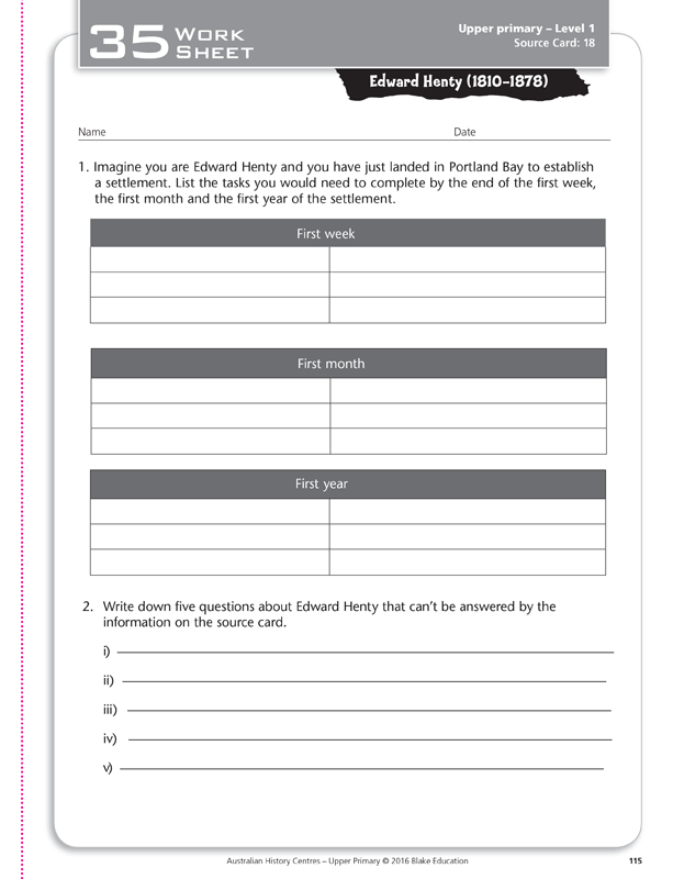 Blake's Learning Centres: Australian History Centres UP | Blake Education