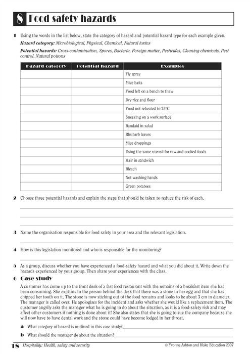 Hospitality - Health, Safety and Security | Blake Education