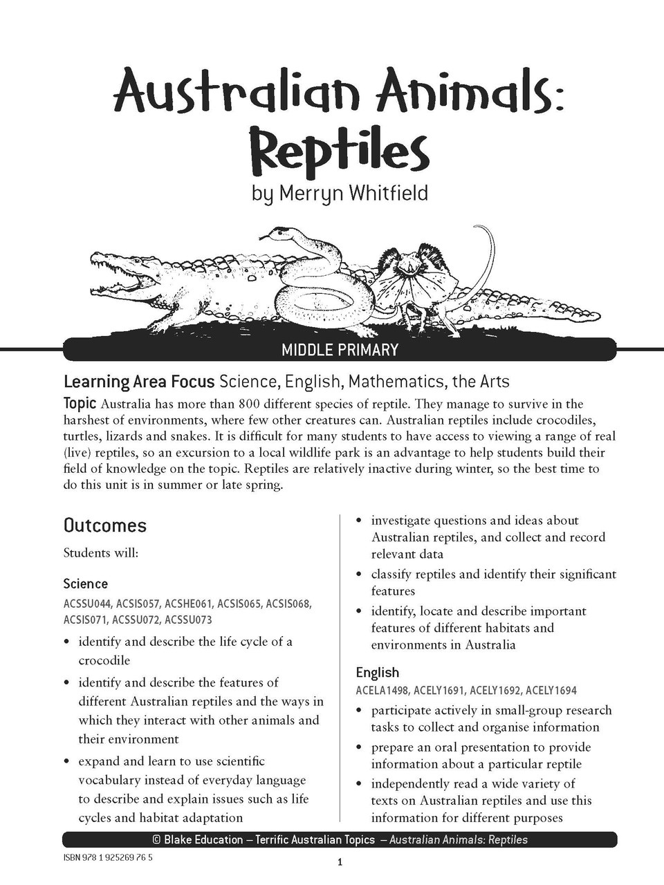 Terrific Australian Topics - Australian Animals: Reptiles - MP - Blake ...