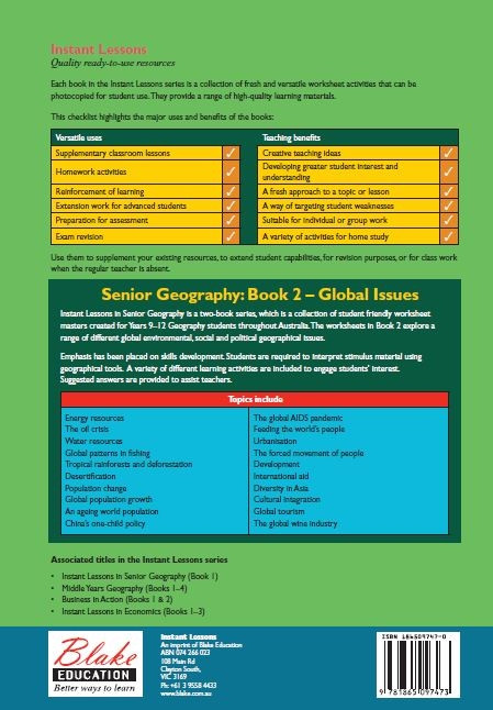 Senior Geography Book 2 - Global issues - Blake Education