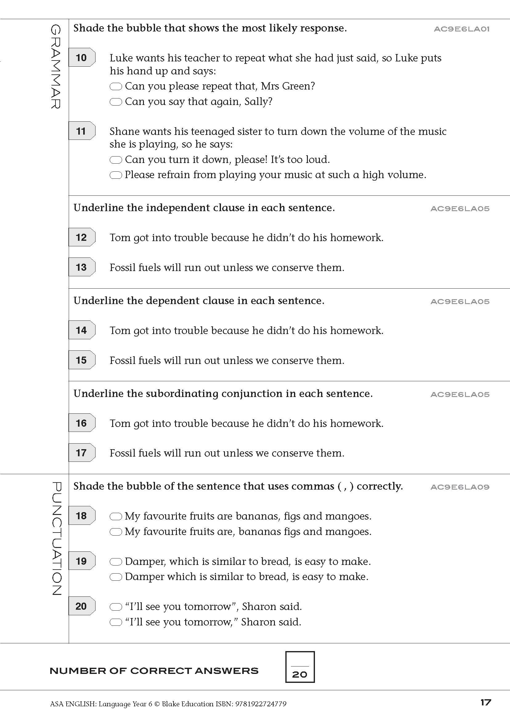 Achievement Standards Assessment: English - Language Year 6
