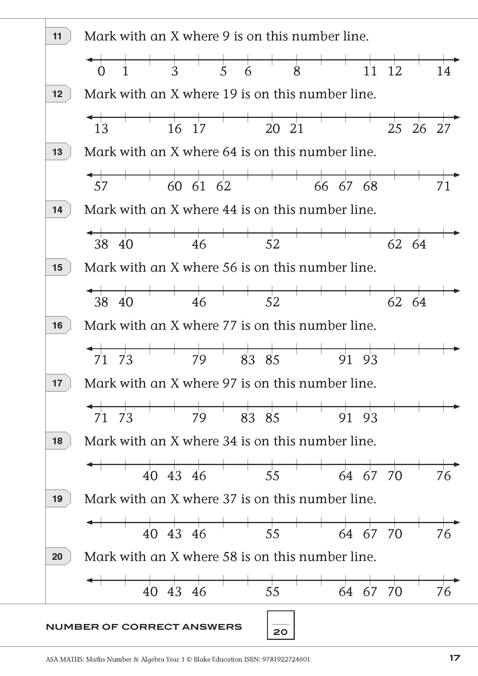 Achievement Standards Assessment: Number and Algebra Year 1