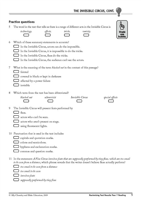 Maximising Test Results NAPLAN style Year 7 Literacy Reading Maximising Test Results NAPLAN style Year 7 Literacy Reading