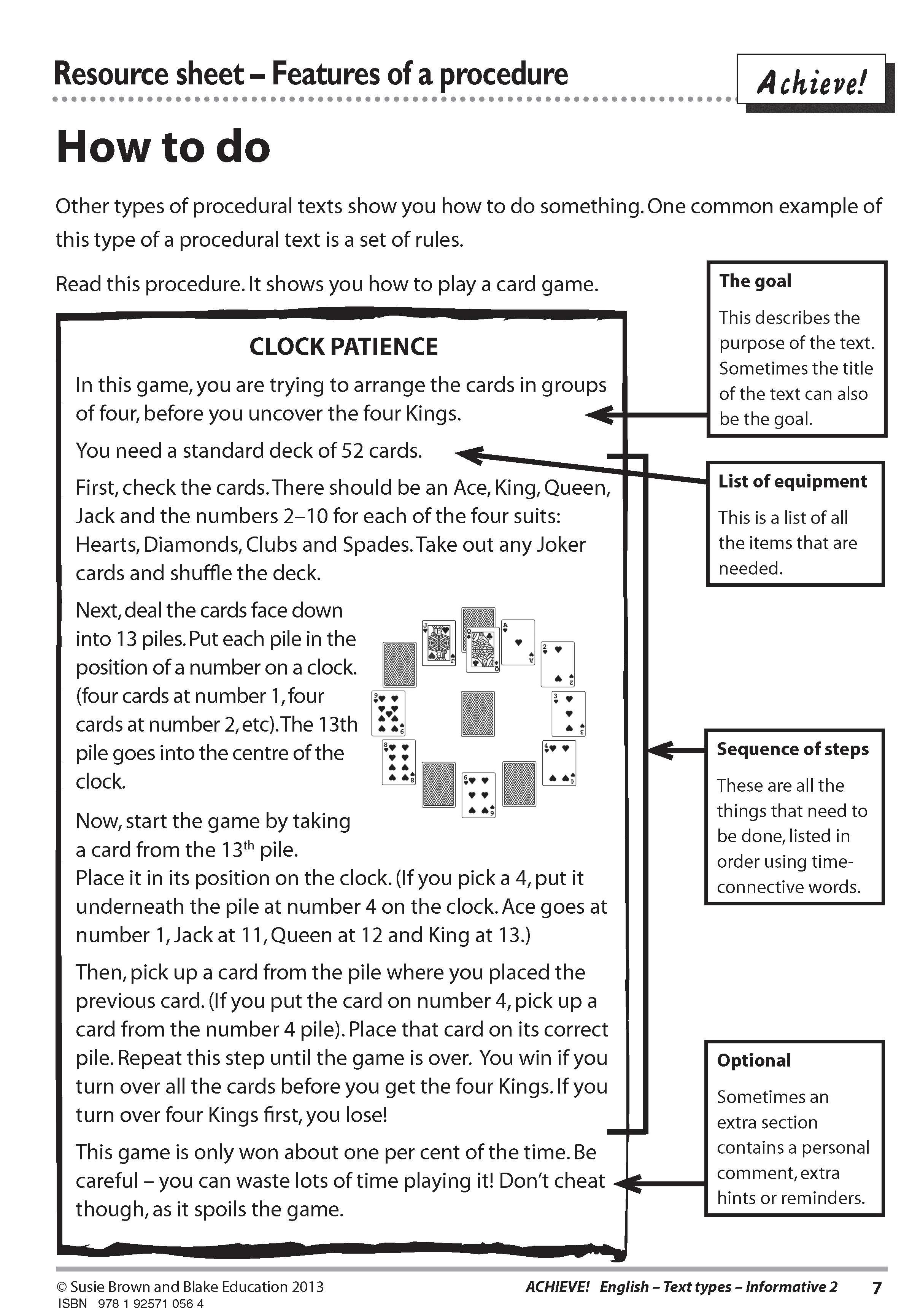 Achieve! English - Text Types, Informative 2: Procedure & Explanation ...