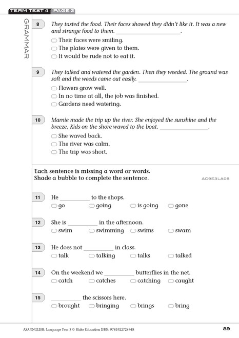 Achievement Standards Assessment: English - Language Year 3